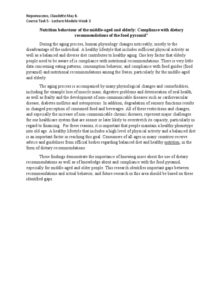 Course Task 5 - Lecture Module Week 3 | PDF | Wellness