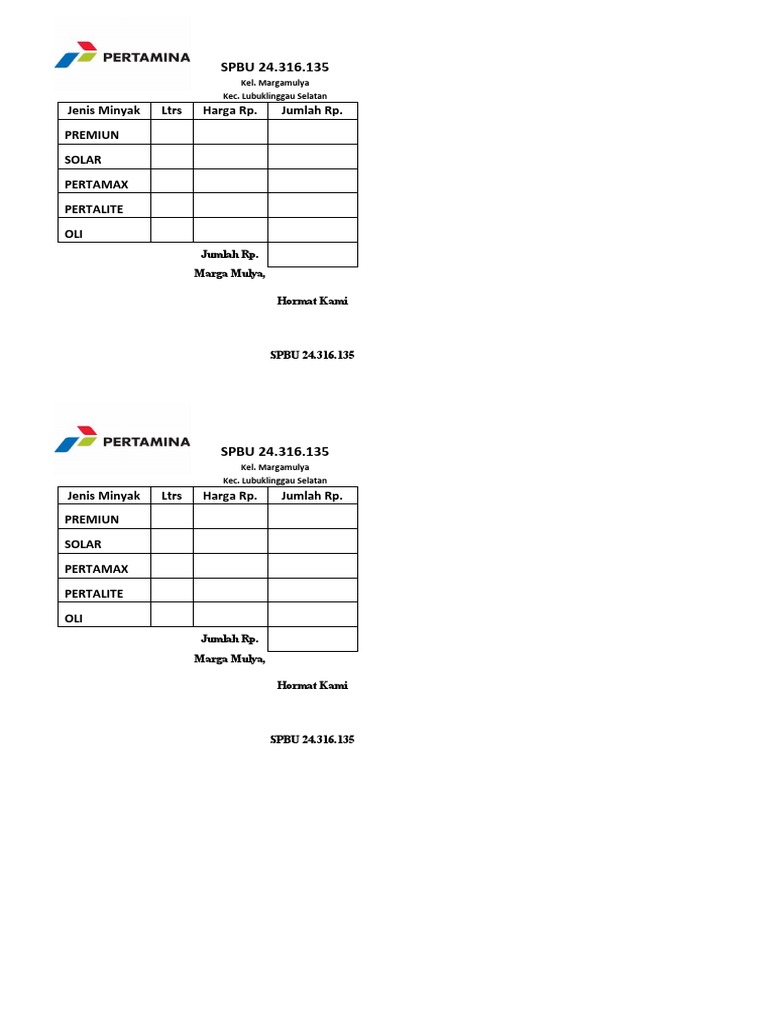 Nota Bensin | PDF