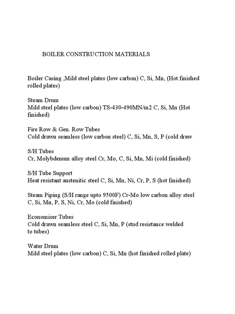 Unit 1, Boiler Construction Materials | PDF