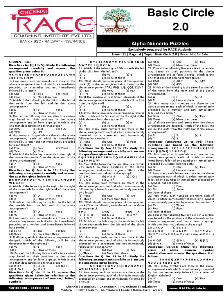 Basic Circle 2.0: Alpha Numeric Puzzles | PDF | Alphabet | Sequence