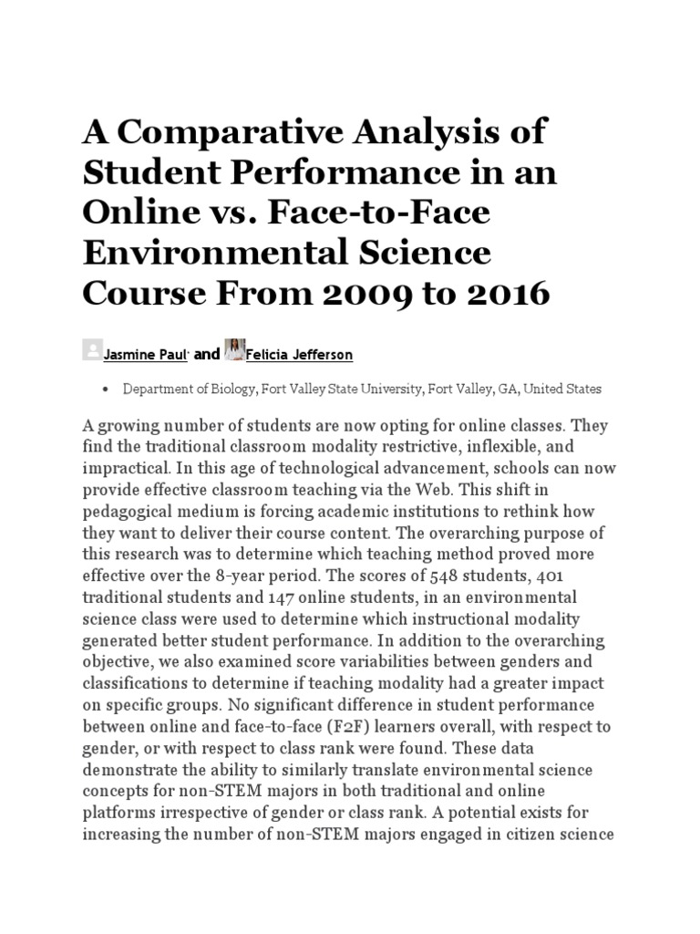 Online Vs Face To Face Classes | PDF | Educational Technology ...