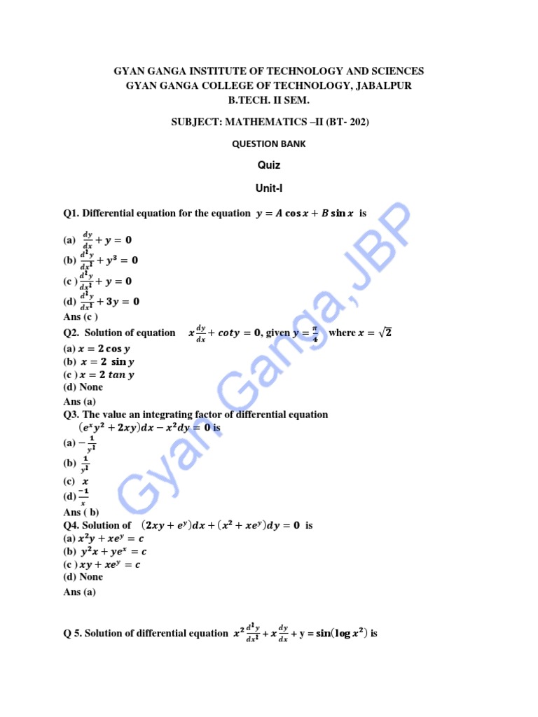 MCQ M2 Final | PDF | Holomorphic Function | Nonlinear System