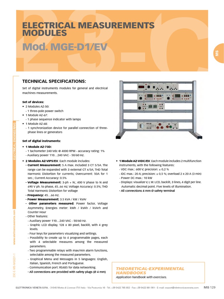 Mod. MGE-D1/EV: Electrical Measurements Modules | PDF | Computer ...