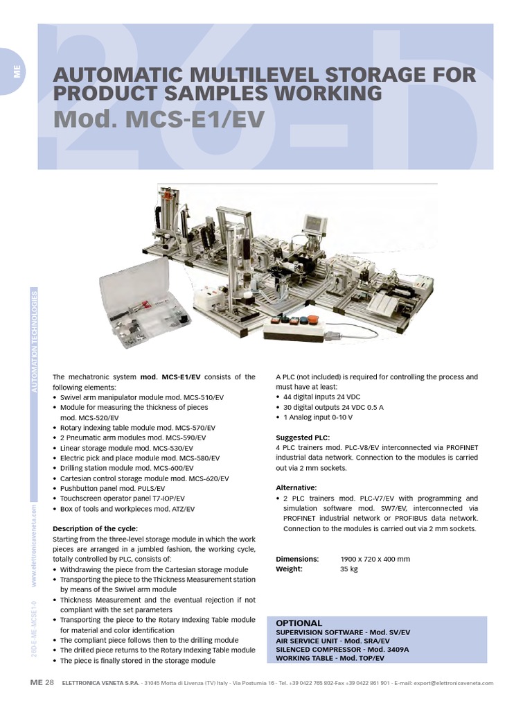 Mod. MCS-E1/EV: Automatic Multilevel Storage For Product Samples ...