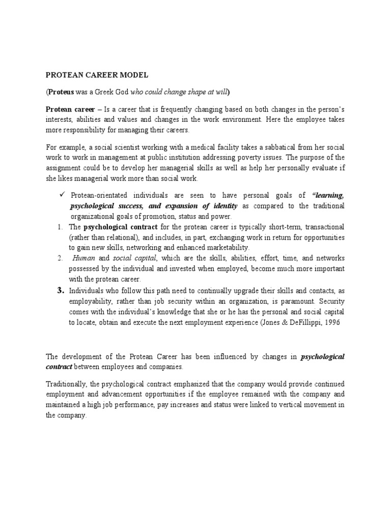 Protean Career Model 1 | PDF | Self-Improvement | Science & Mathematics
