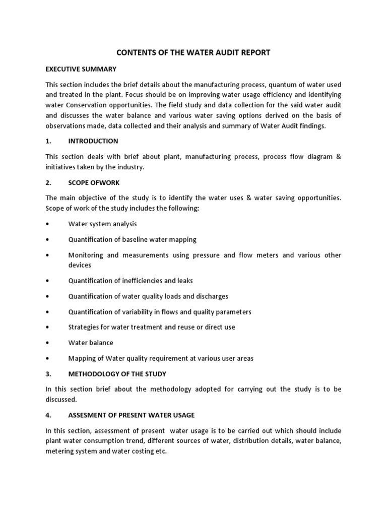 Contents Water Audit Report 2-12-2020 | Download Free PDF | Water And ...