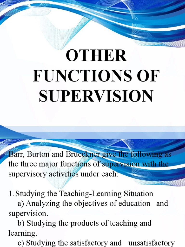 Other Functions of Supervision | PDF