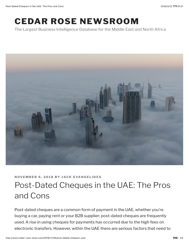 Post-Dated Cheques in The UAE - The Pros and Cons | PDF | Due Diligence ...