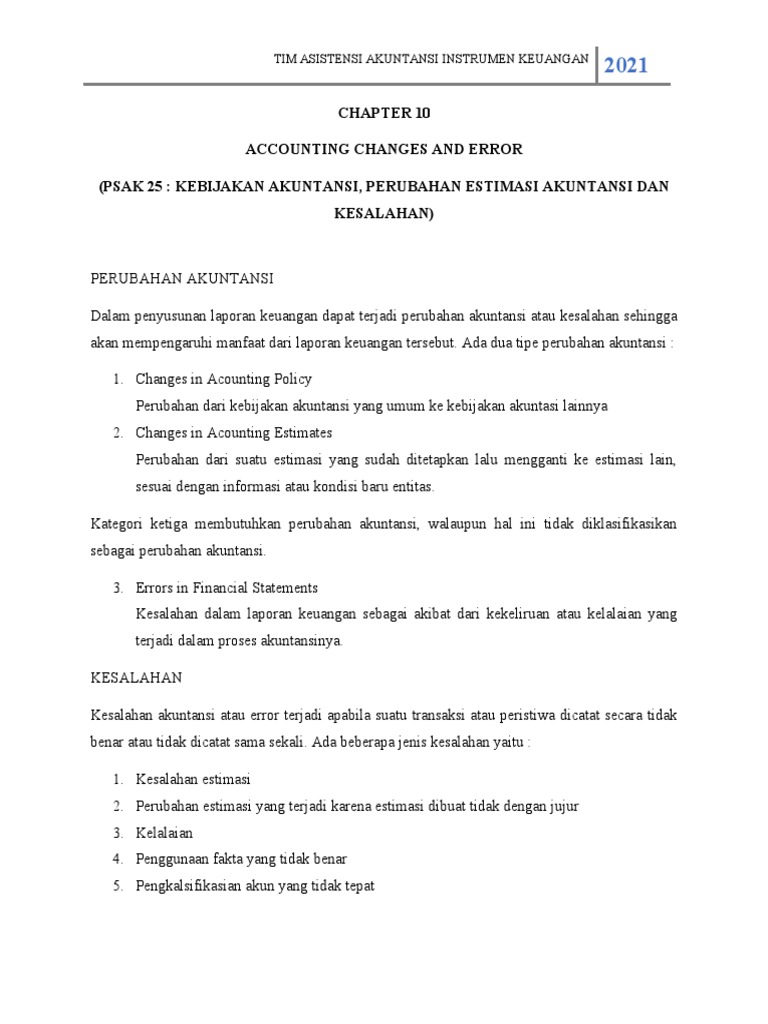 Modul Chapter 10 - Accounting Changes and Error | PDF
