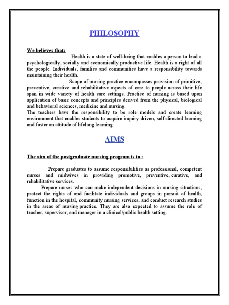 Philosophy: We Believes That | PDF | Nursing | Health Care