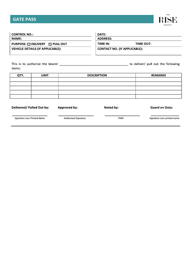 Gatepass Form | PDF