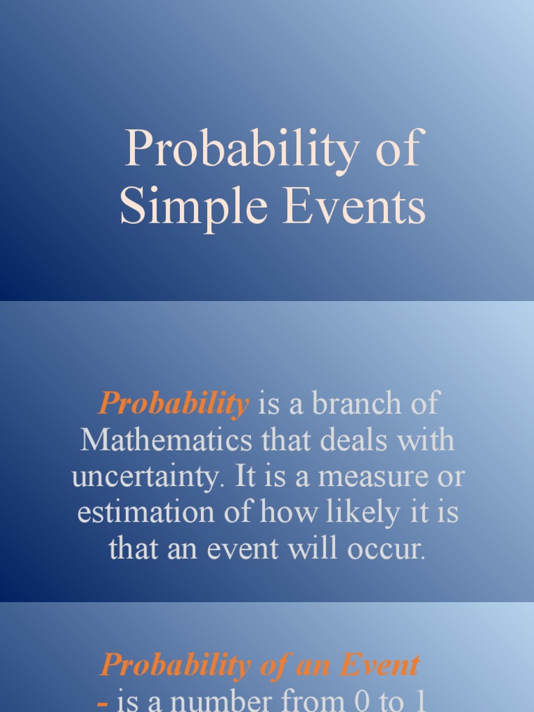 Probability On Simple Events | PDF | Probability | Numbers