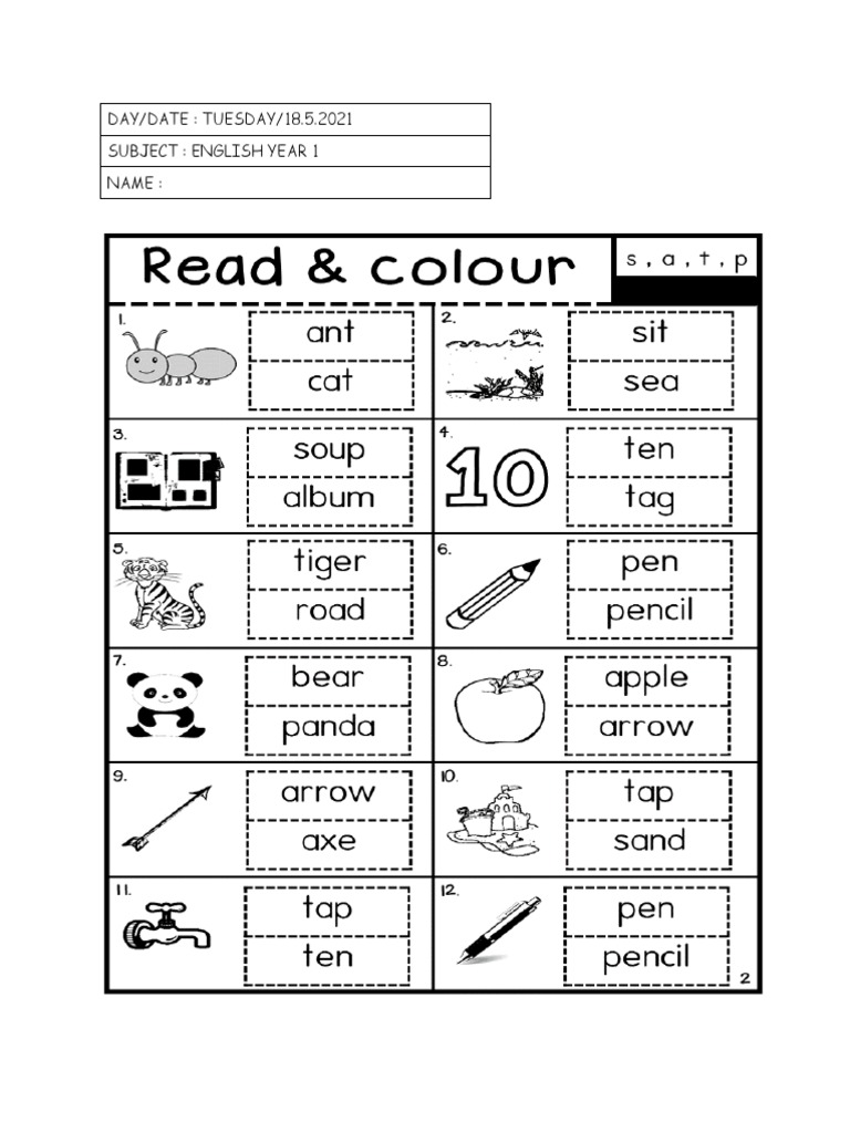 Year 1 English Exercise Sheet | PDF
