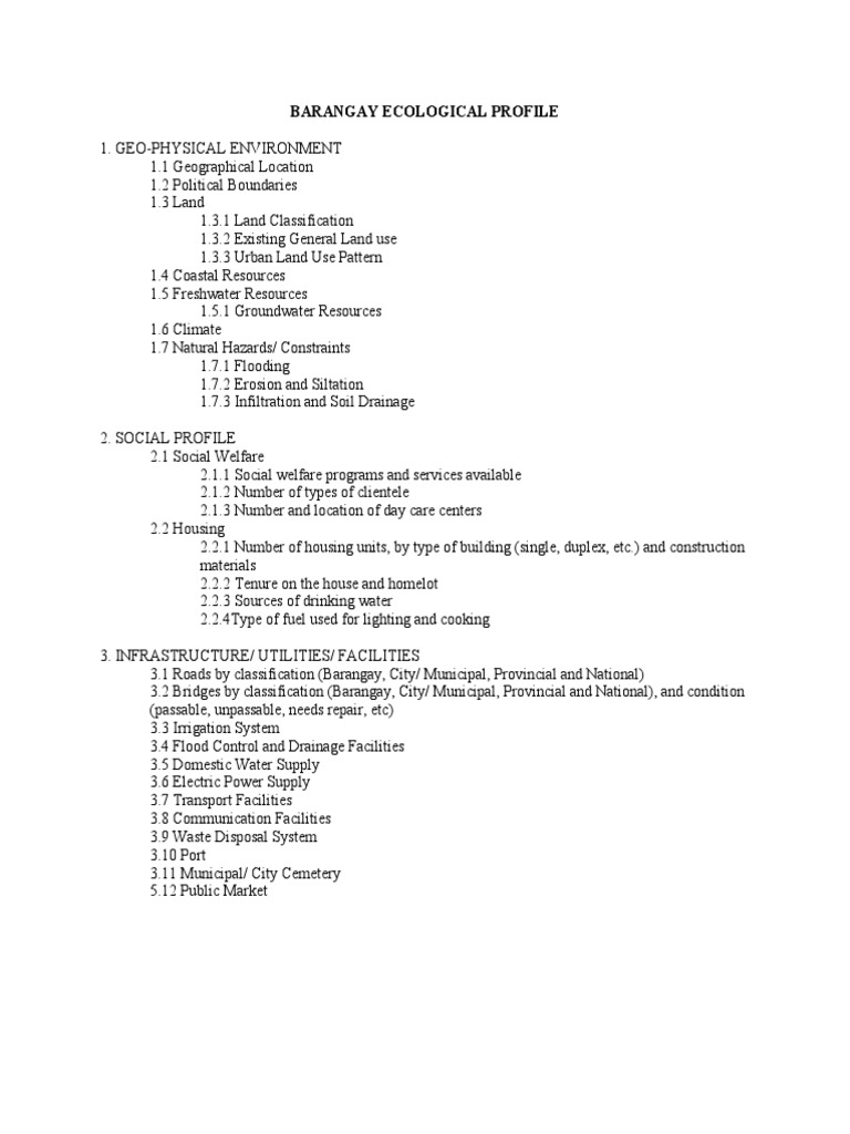 Barangay Ecological Profile | PDF