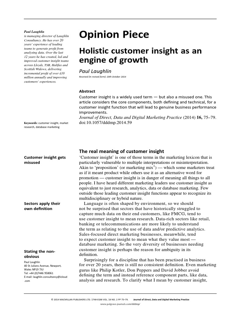Holistic Customer Insight As An Engine of Growth | PDF | Analytics ...