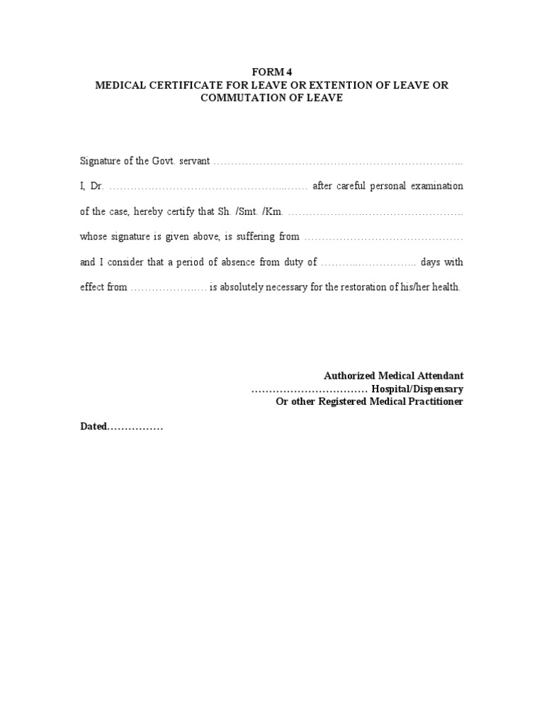 Medical Leave Proforma 20200612132007 | PDF | Health Care | Medicine