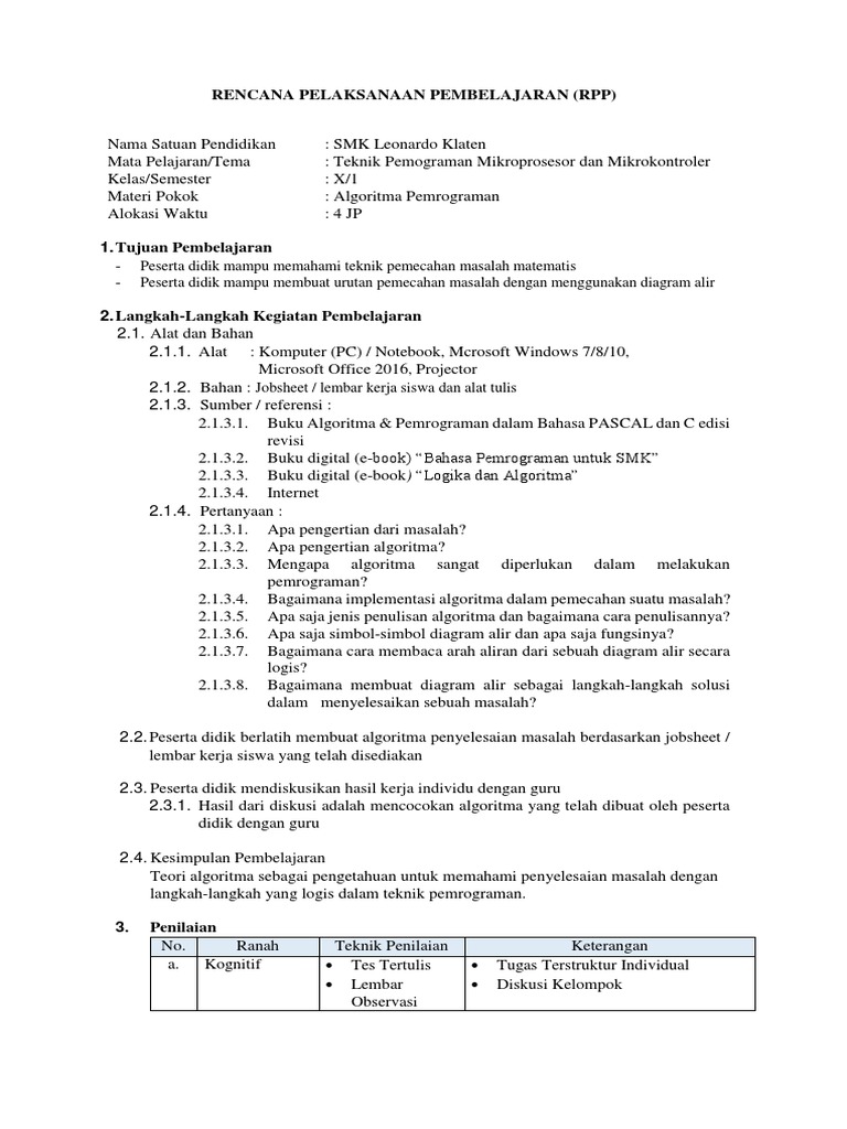 RPP TPMM Kelas X Elin | PDF