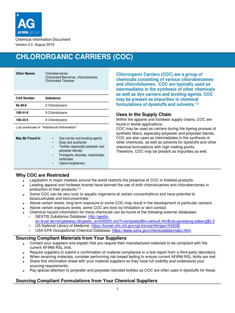 Chlororganic Carriers (Coc) : Uses in The Supply Chain | Download Free ...