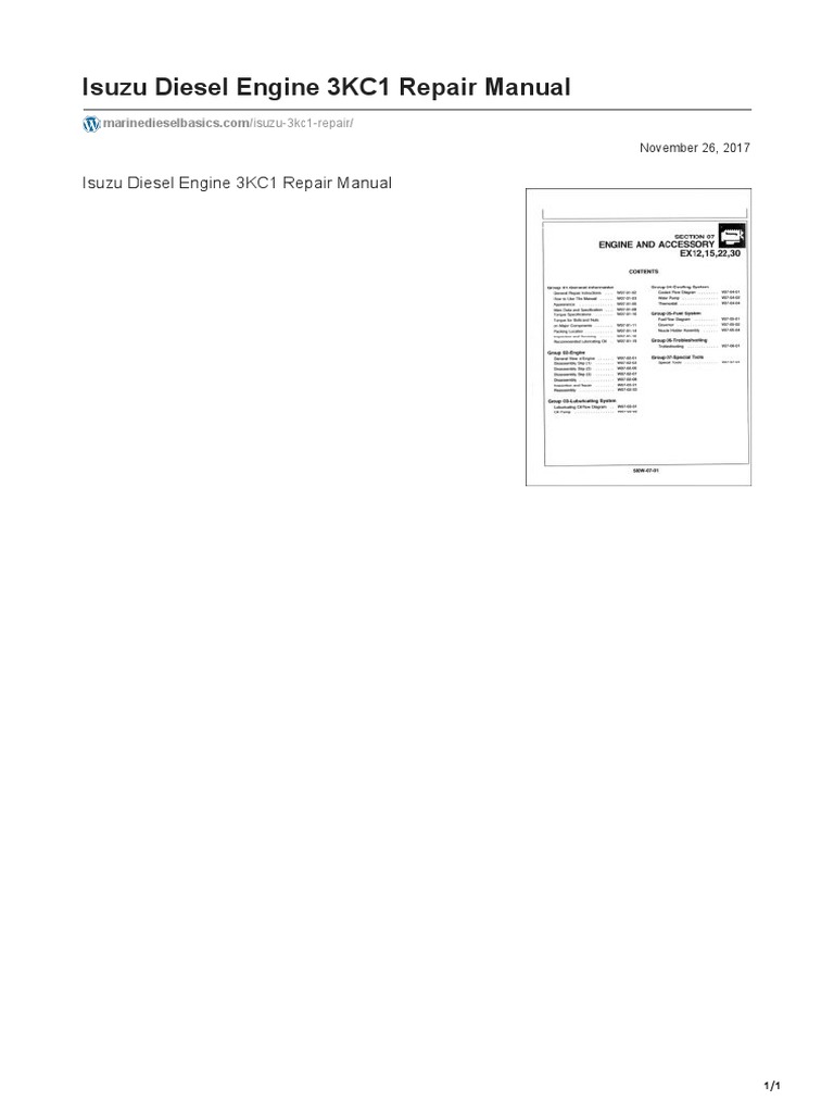 Isuzu Diesel Engine 3KC1 Repair Manual | PDF