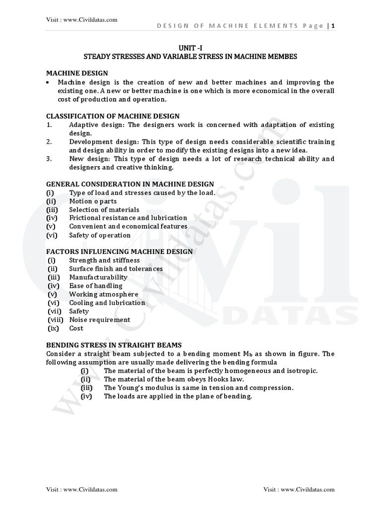 Design of Machine Elements Page | PDF | Bending | Yield (Engineering)