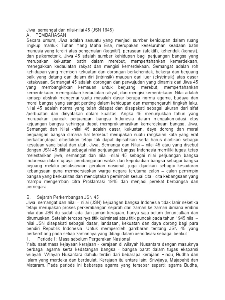 Jiwa dan Semangat 45 dalam Perjuangan | PDF
