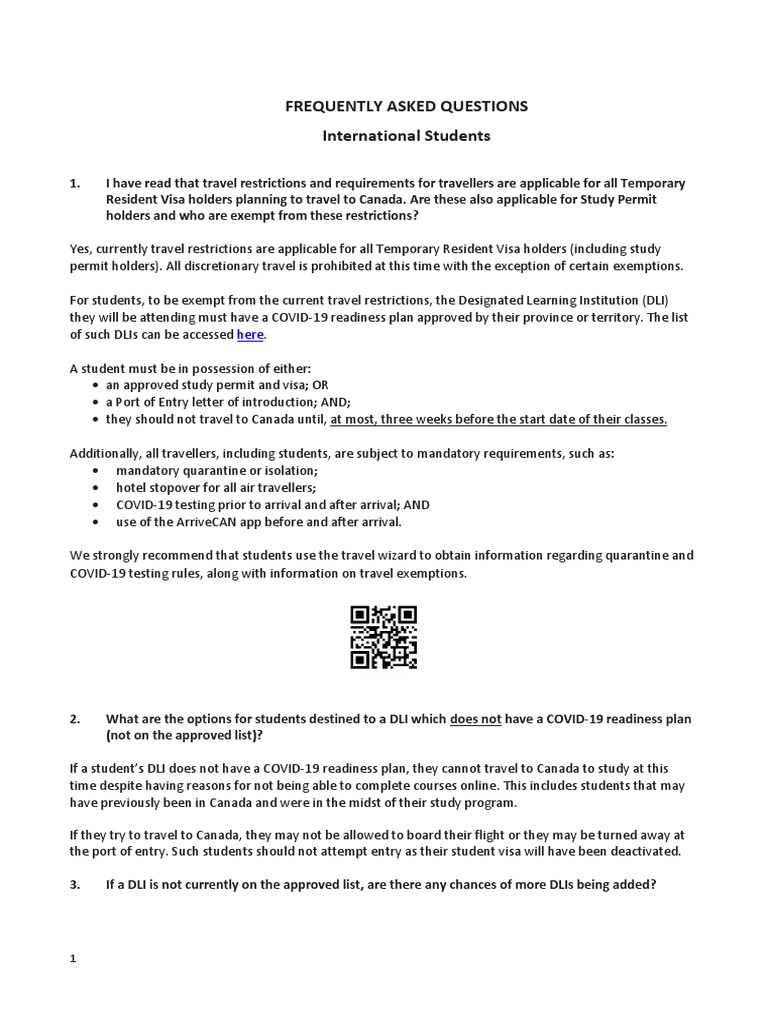 Frequently Asked Questions International Students | PDF | Travel Visa ...