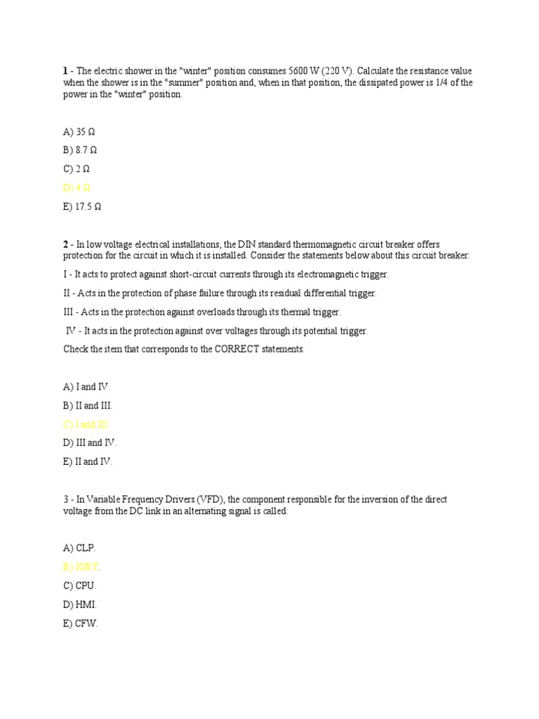Electrician Test | PDF | Electric Motor | Mains Electricity
