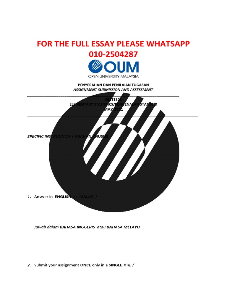 SBST1303 Elementary Statistics/pengenalan Statistik May 2021 | PDF | Sampling (Statistics ...