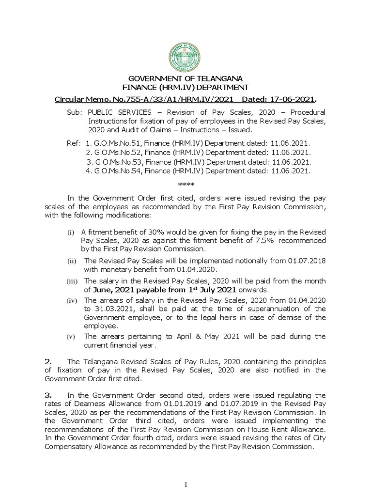 Pay Fixation Circular Memo - Dt.17.6.2021 | PDF | Audit | Salary
