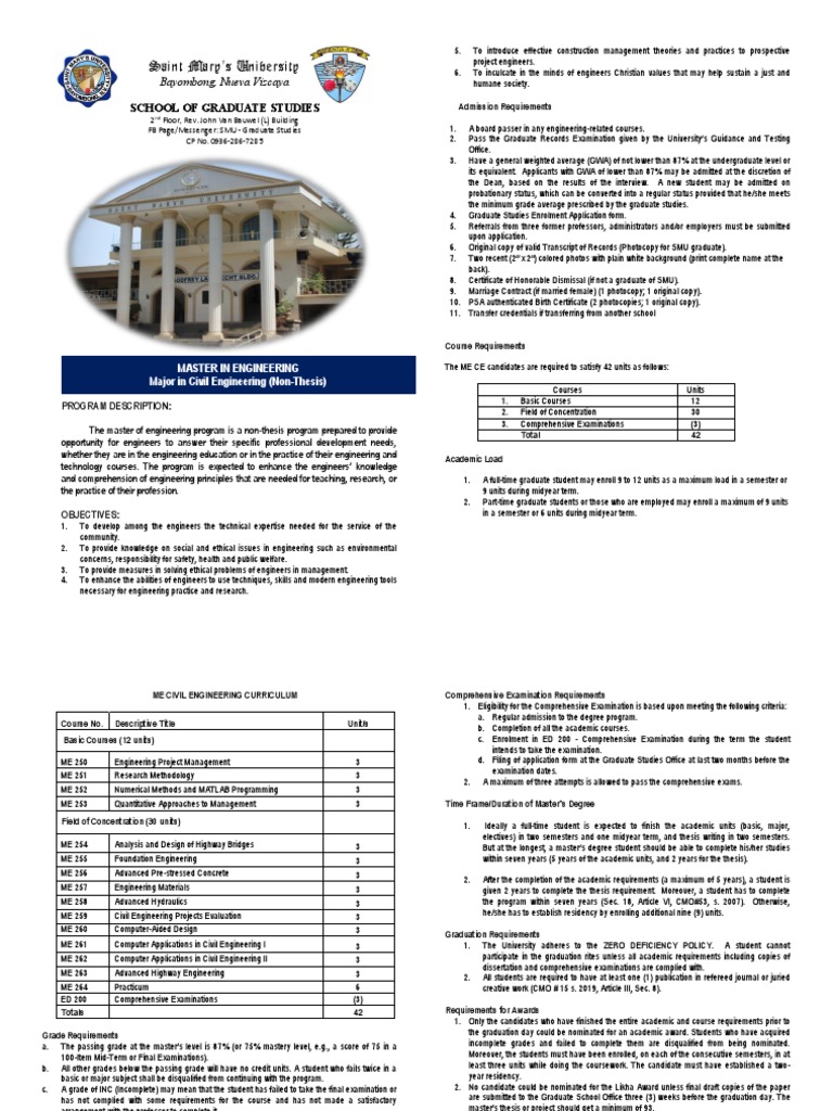 Master of Engineering in Civil Engineering | PDF | Thesis | Engineer