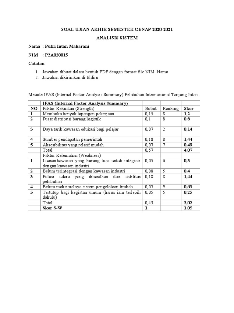 Soal Ujian Akhir Ansis | PDF