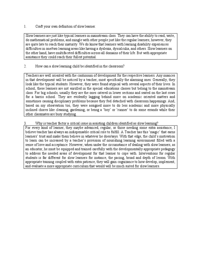 Slow Learner | PDF | Learning Disability | Special Education