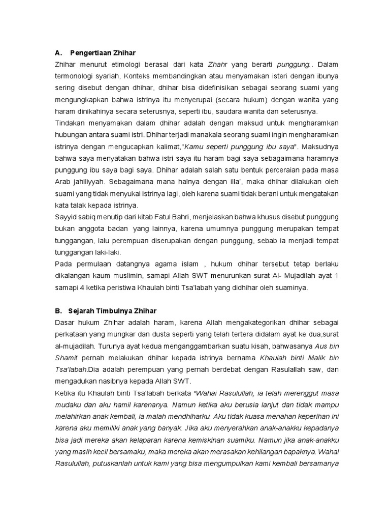 Arti dan Hukum Zihar dalam Islam | PDF