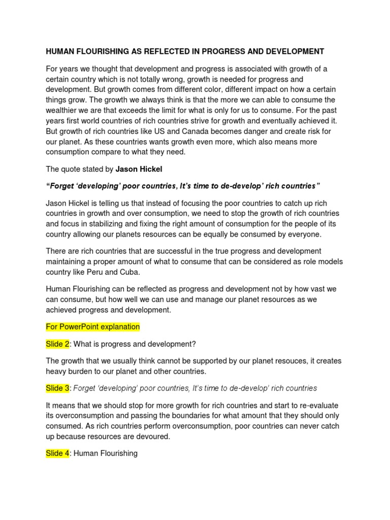 Human Flourishing As Reflected in Progress and Development | PDF ...