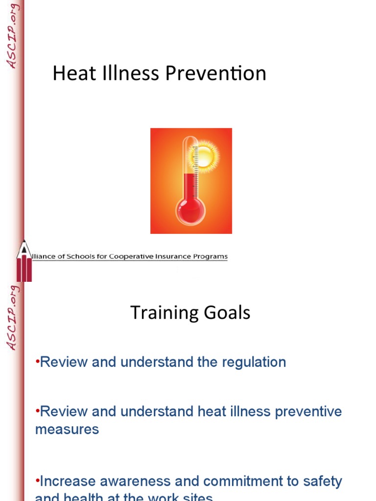 ASCIP Heat Illness Prevention Training Template | PDF | Hyperthermia | Dehydration