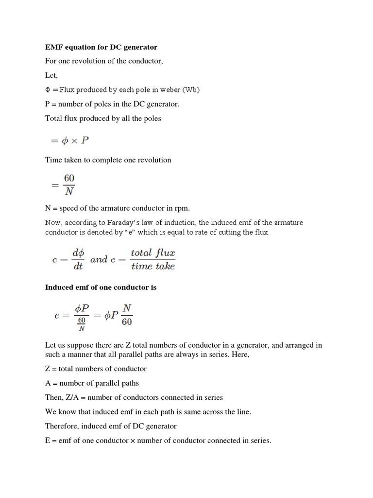 EMF Equation For DC Generator | PDF | Art | Science & Mathematics