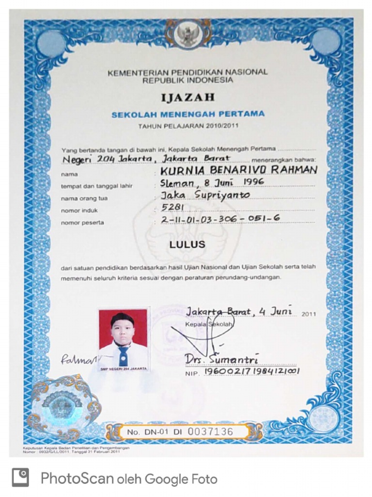 Ijazah SMP | PDF
