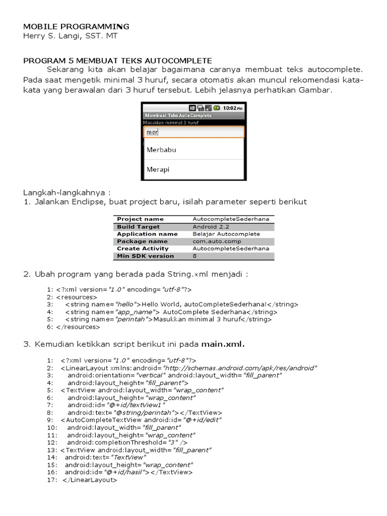 MOBILE PROGRAMMING Pertemuan 4 | PDF | Metode & Bahan Ajar | Komputer