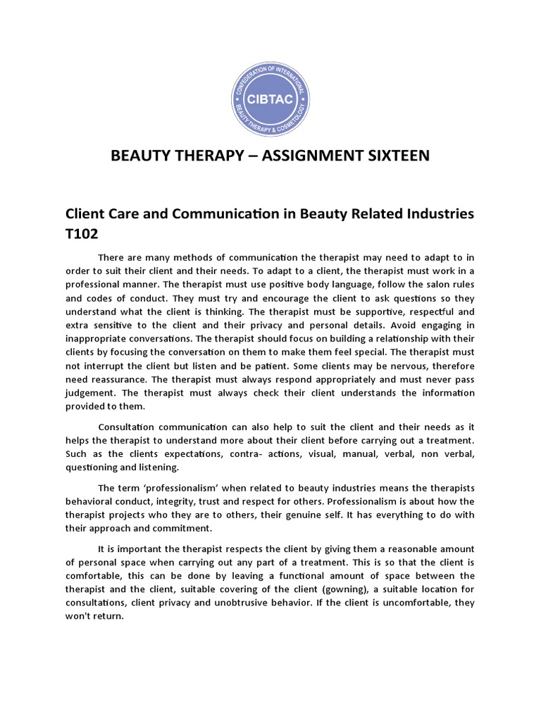 Client Care and Communication in Beauty Related Industries | PDF | Body ...