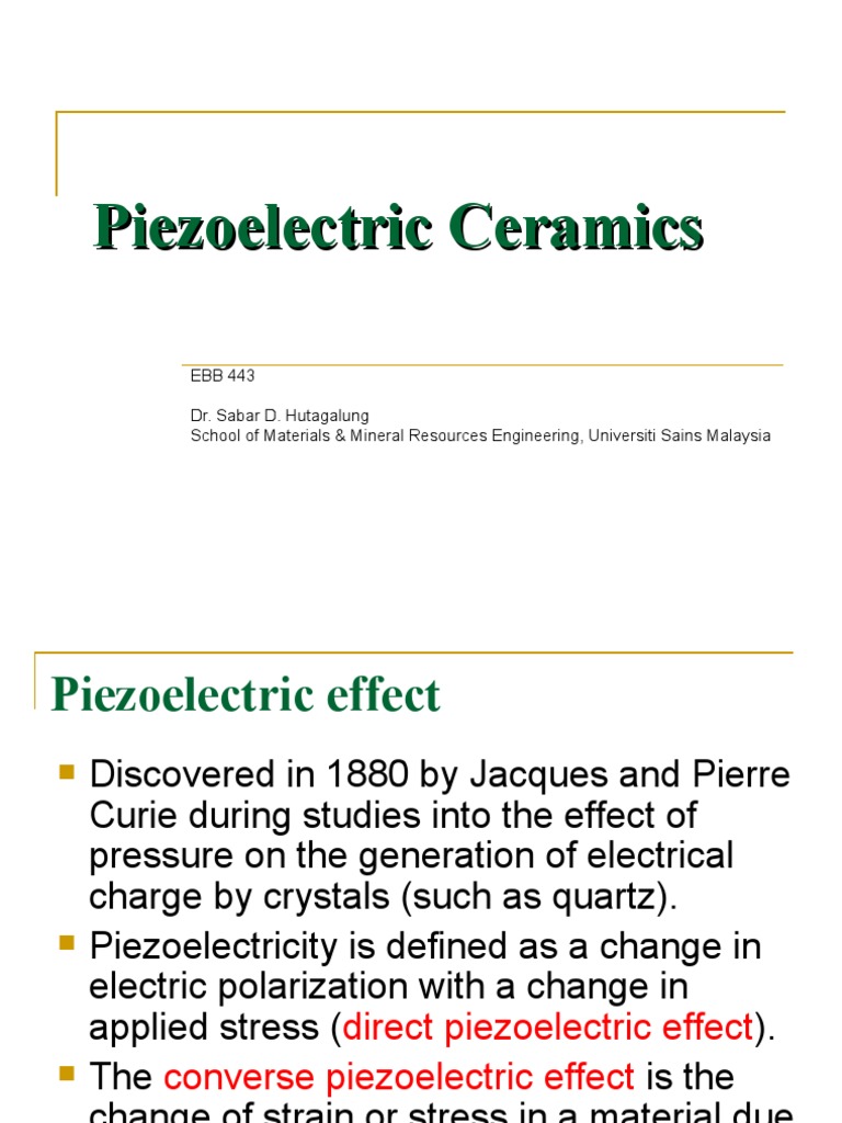Chapter 4-Piezoelectric Ceramics | PDF | Piezoelectricity | Crystal ...