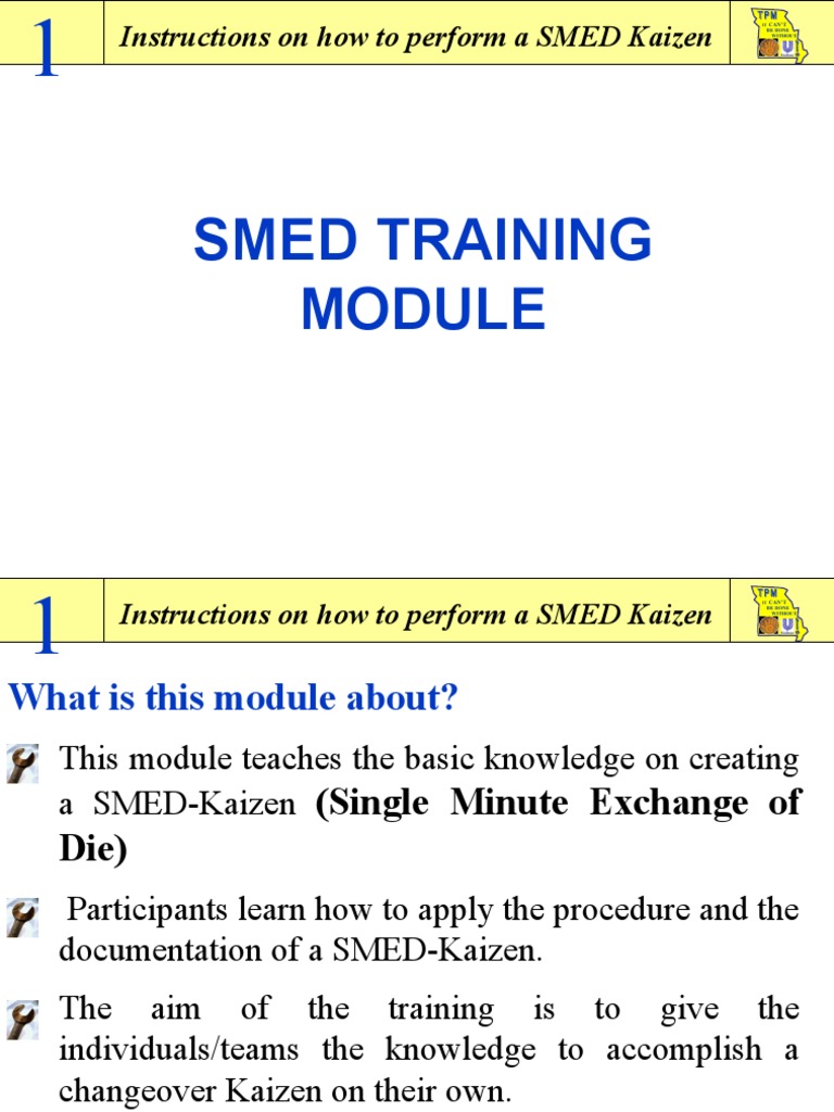 Smed Training: Instructions On How To Perform A SMED Kaizen | PDF ...