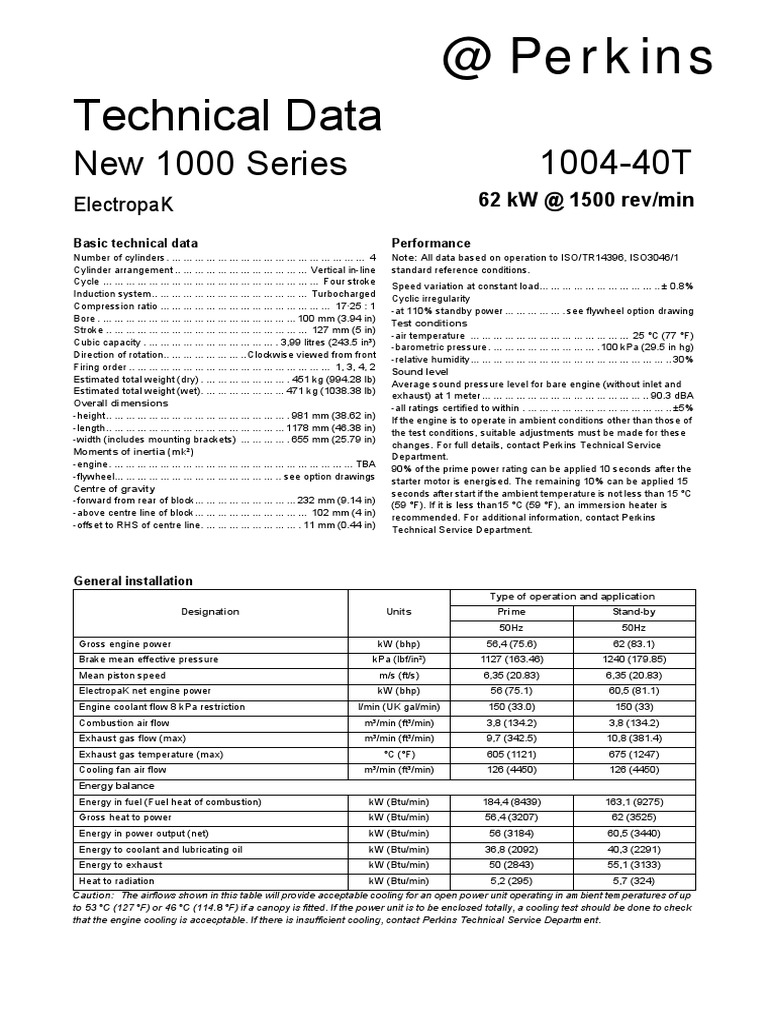 Technical Data: @perkins | PDF | Horsepower | Vehicle Technology