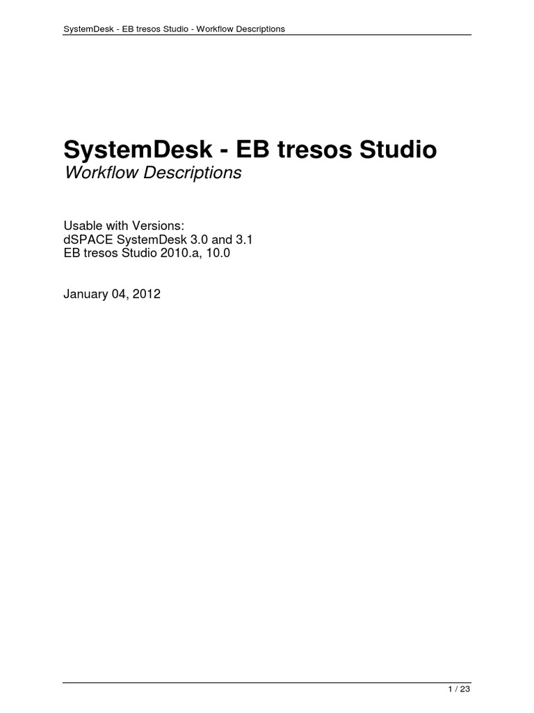 SystemDesk - EB Tresos Studio Workflow Descriptions | PDF | Workflow ...