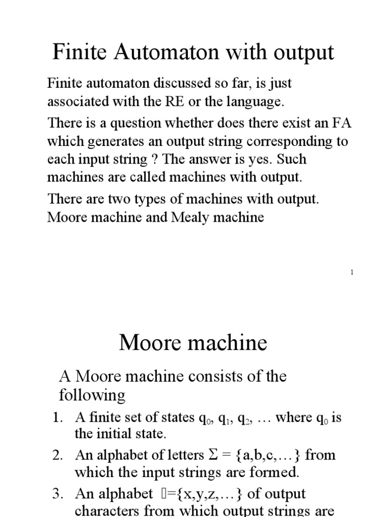 Finite Automaton With Output | PDF | Algorithms | Teaching Mathematics