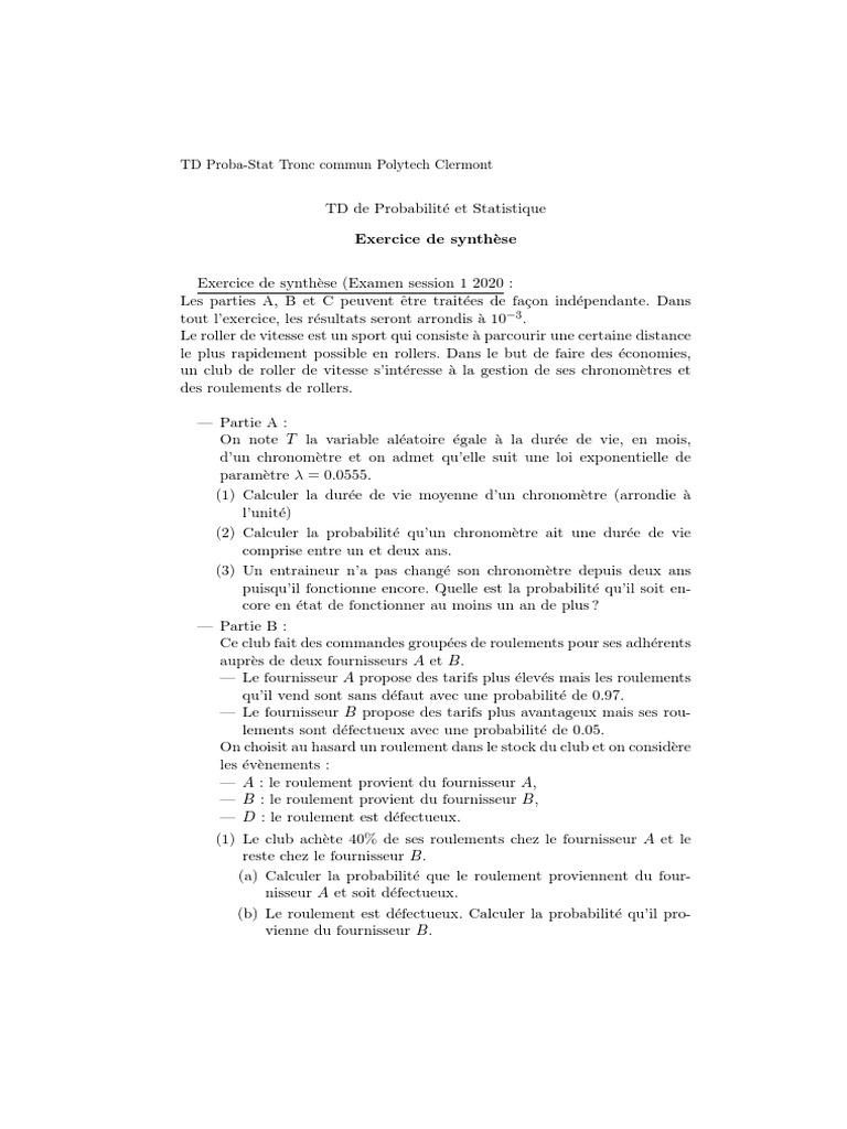 TD4 Obligatoirexo Synthese | PDF | Estimateur (statistique) | Probabilité