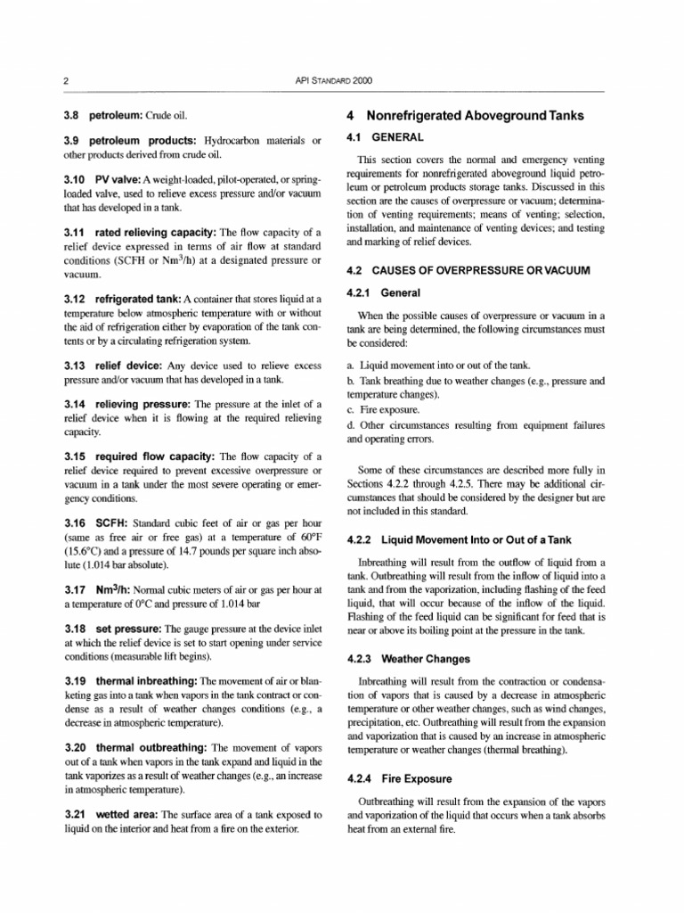 API Standard 2000 venting requirements | PDF | Liquids | Pressure