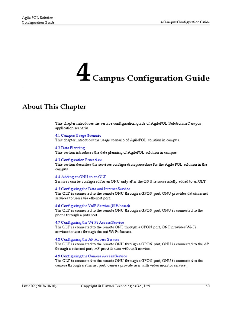HUAWEI Adding An ONU To An OLT Configuration Guide PDF | PDF | Session Initiation Protocol | Wi Fi