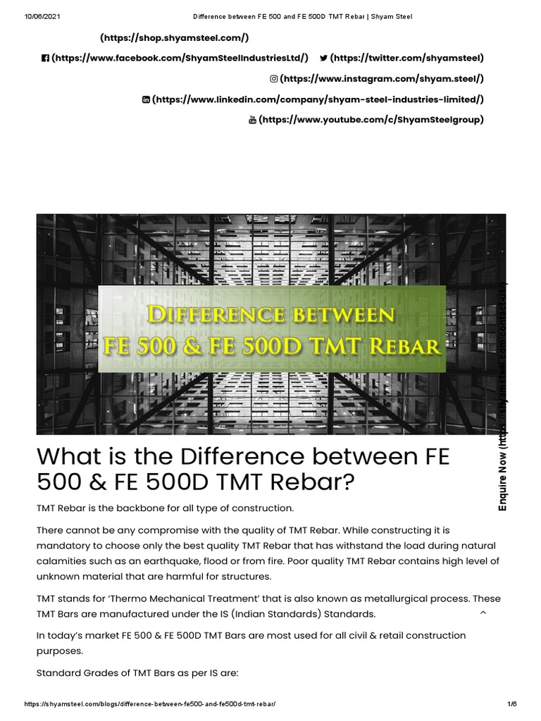 Difference Between FE 500 and FE 500D TMT Rebar - Shyam Steel | PDF ...