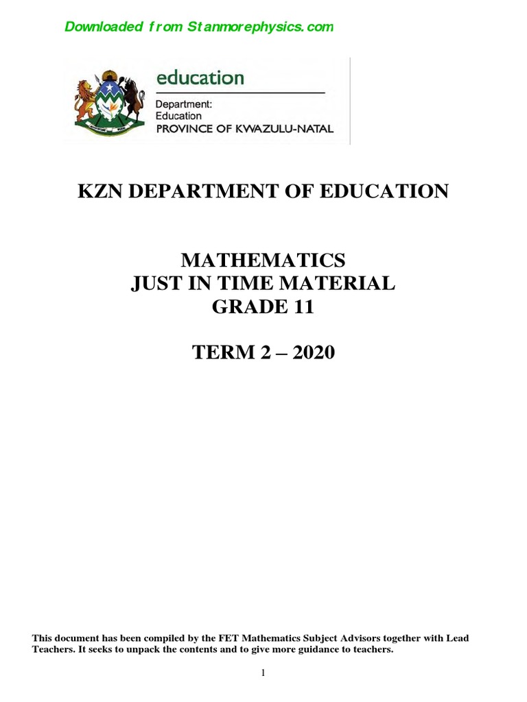 Maths GR 11 JIT Term 2 | PDF | Cartesian Coordinate System | Asymptote