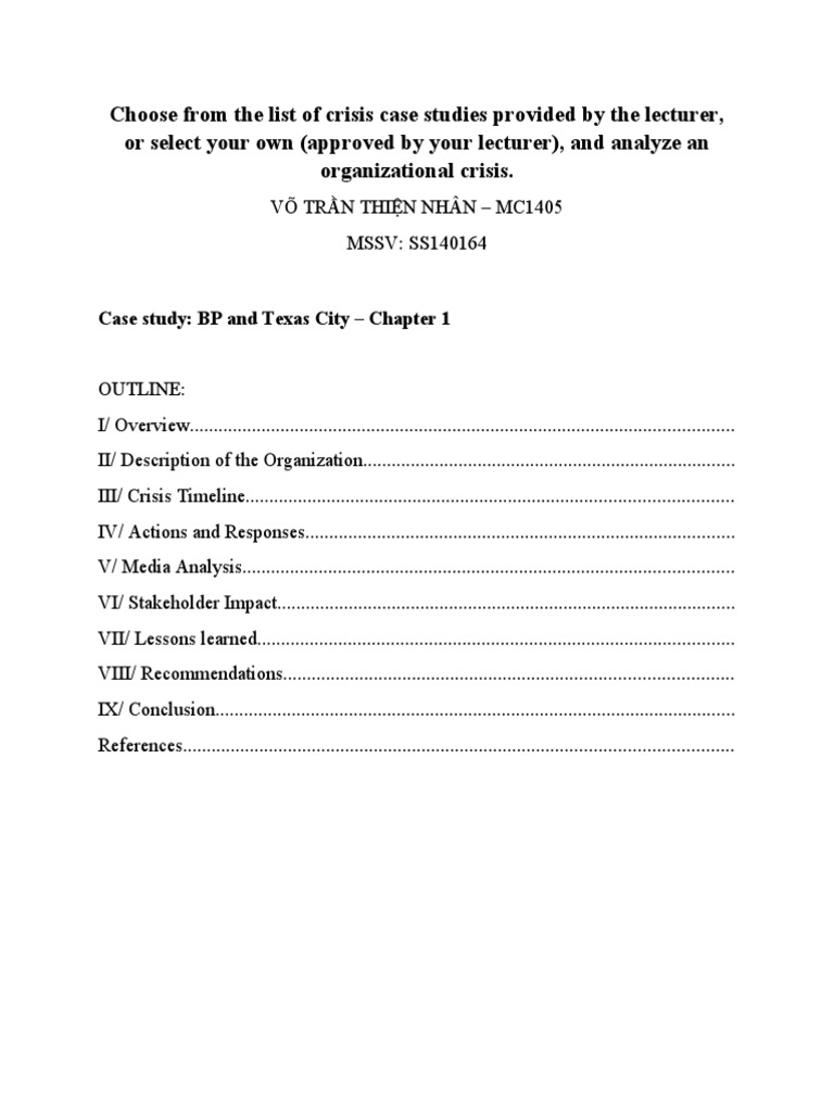 Analyse An Organisational Crisis | PDF | Bp | Occupational Safety And ...